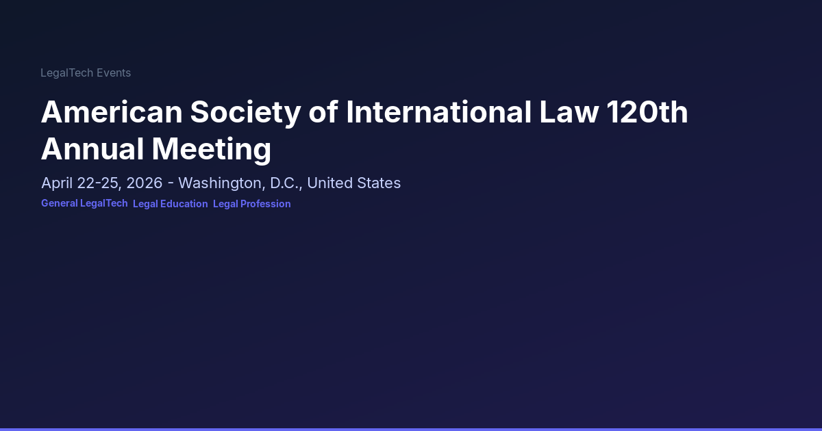 American Society of International Law 120th Annual Meeting | LegalTech ...